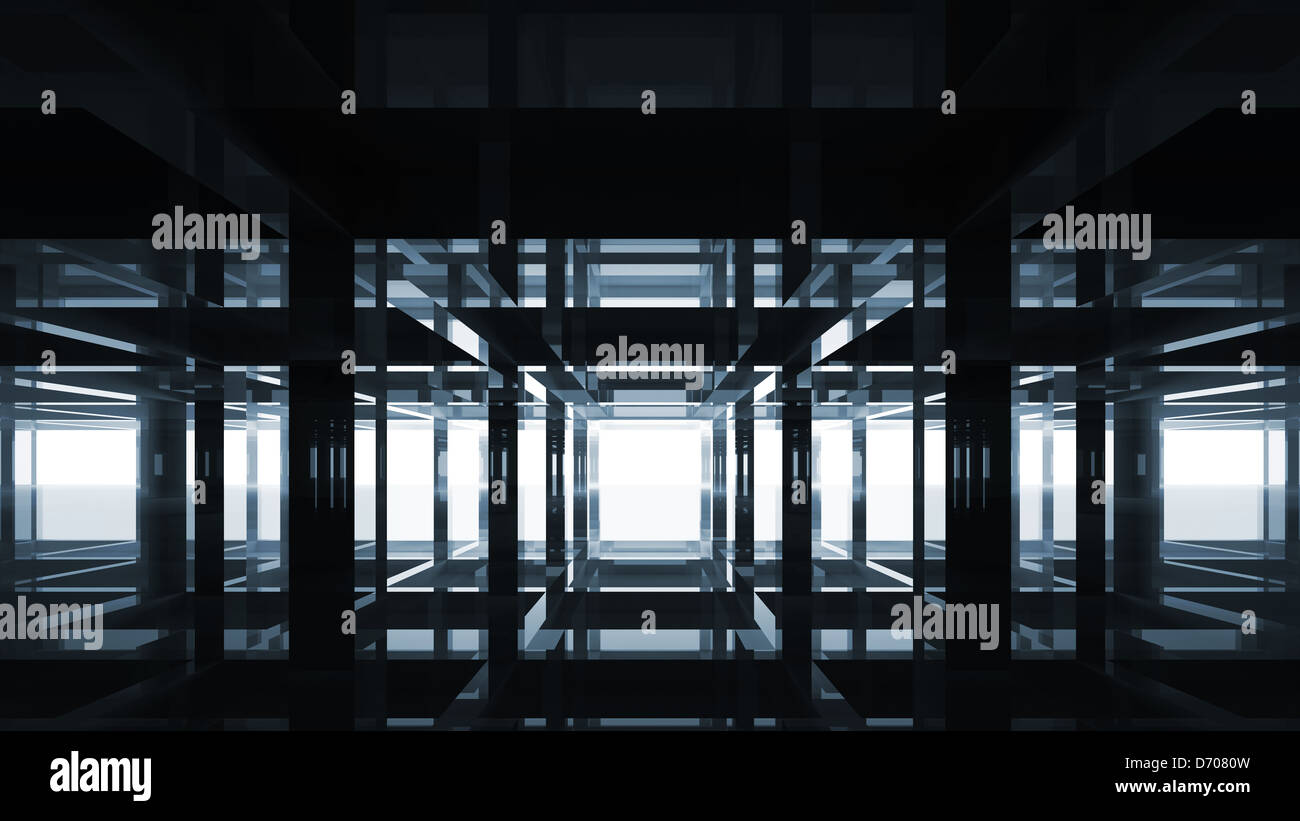 Abstract black modern interior with shining mirror elements Stock Photo ...