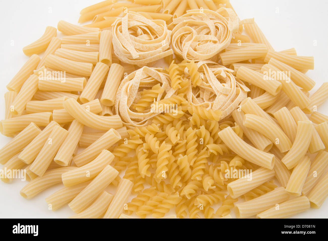 Studio Selection of four dry pastas Egg Tagliatelle Fusilli Elicoidali ...