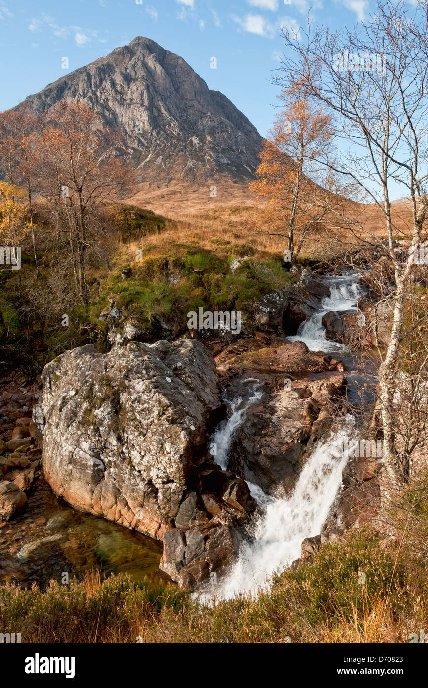 Rocky stream and waterfalls, Buachaille Etive Mor, Scottish Highlands ...