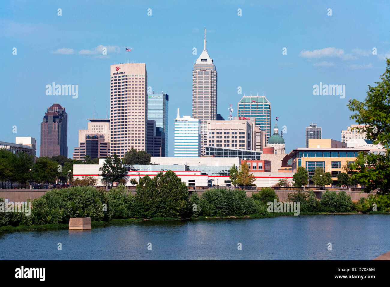 Downtown Indianpolis, Indiana Skyline from across the White River Stock ...