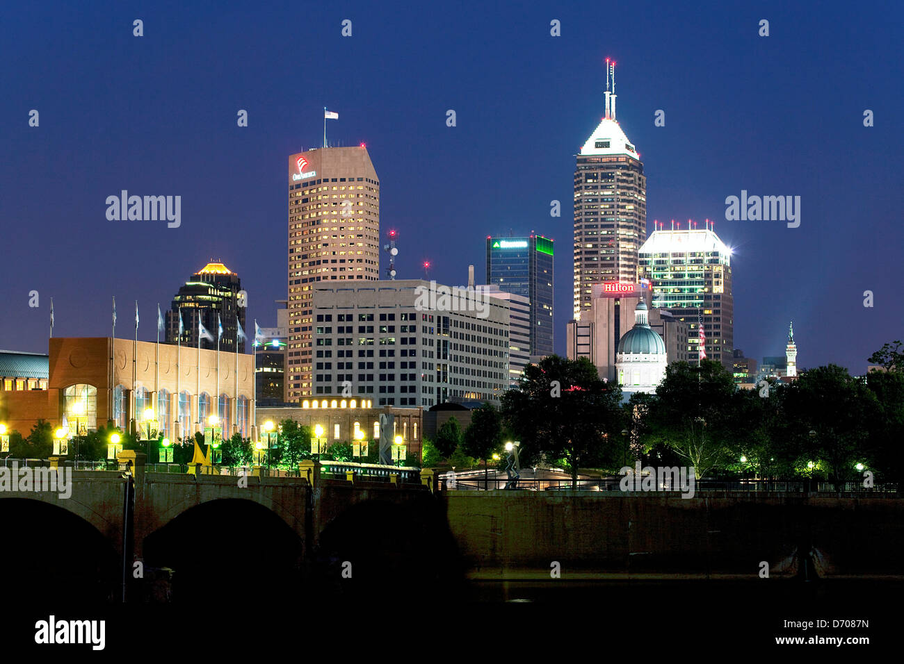 Downtown Indianpolis, Indiana Skyline from across the White River at ...