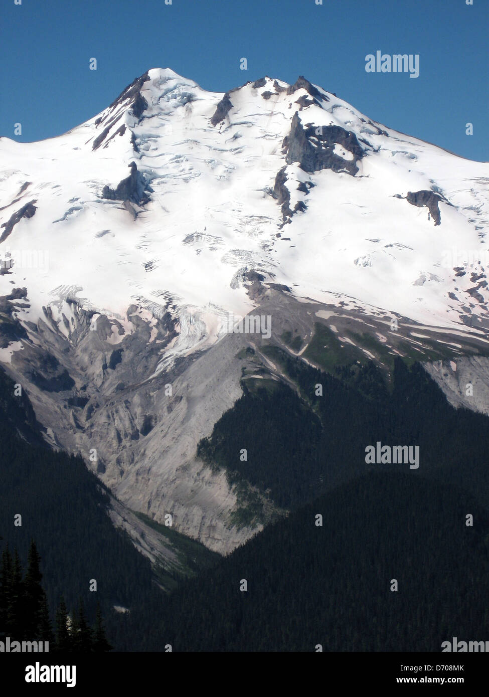 This photograph shows the vertical view of Glacier Peak's cone on July ...