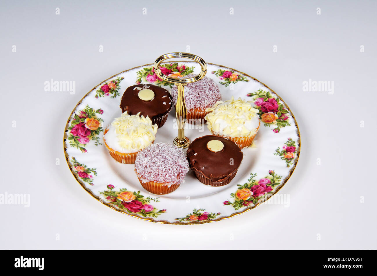 Cake plate with tea-time cake selection - Lemon drizzle cake, coconut ...