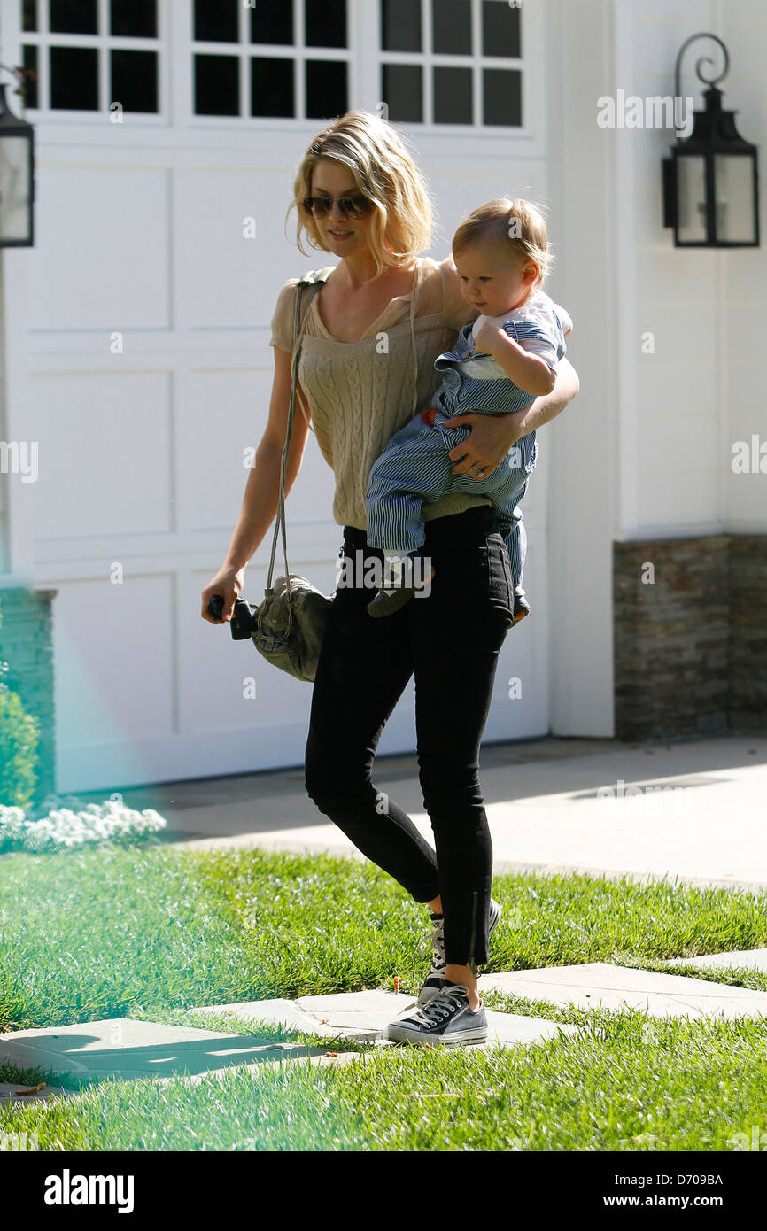 Ali Larter and her son Theodore MacArthur seen after attending a mommy ...