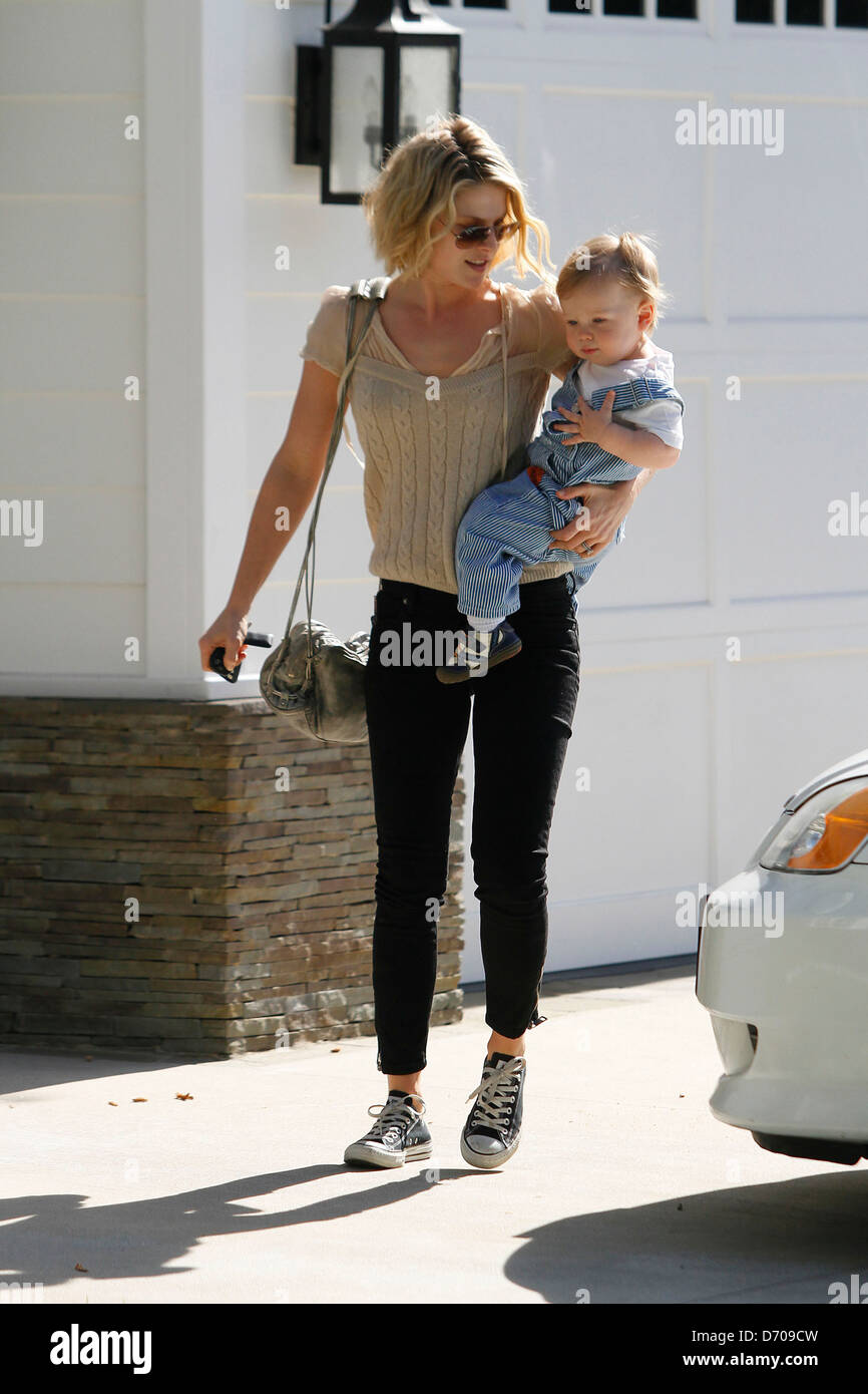 Ali Larter and her son Theodore MacArthur seen after attending a mommy ...