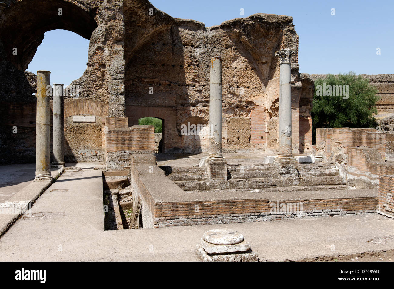 Villa Adriana. Tivoli. Italy. View of a section of the Thermae con ...