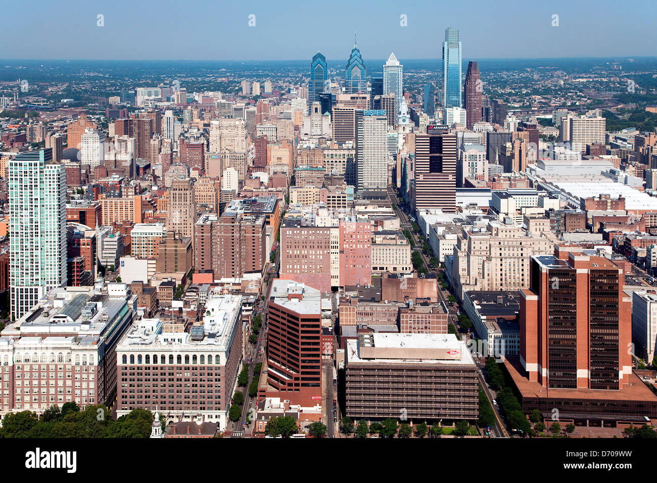 Aerial of the Skyline of Center City, Philadelphia, Pennsylvania Stock ...