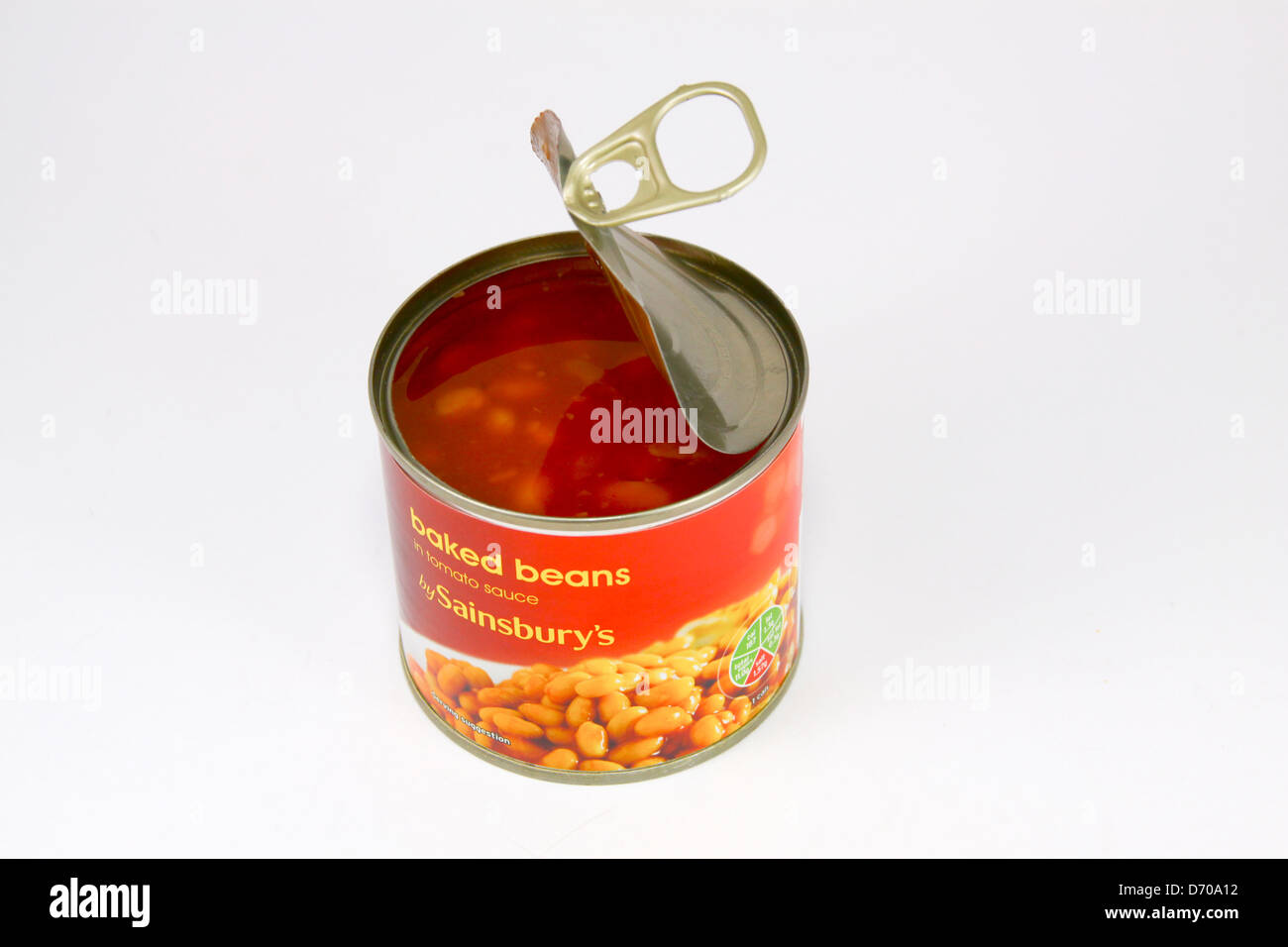 Part opened can of beans with ring pull top Stock Photo - Alamy