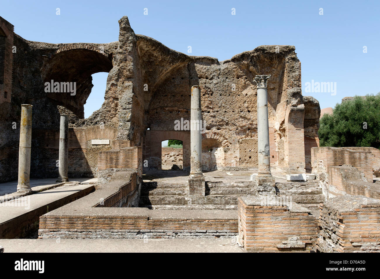 Villa Adriana. Tivoli. Italy. View of a section of the Thermae con ...