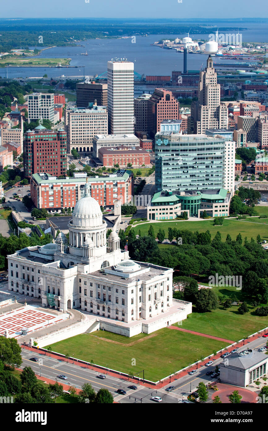 Providence, Rhode Island Downtown Skyline Aerial with the Providence ...