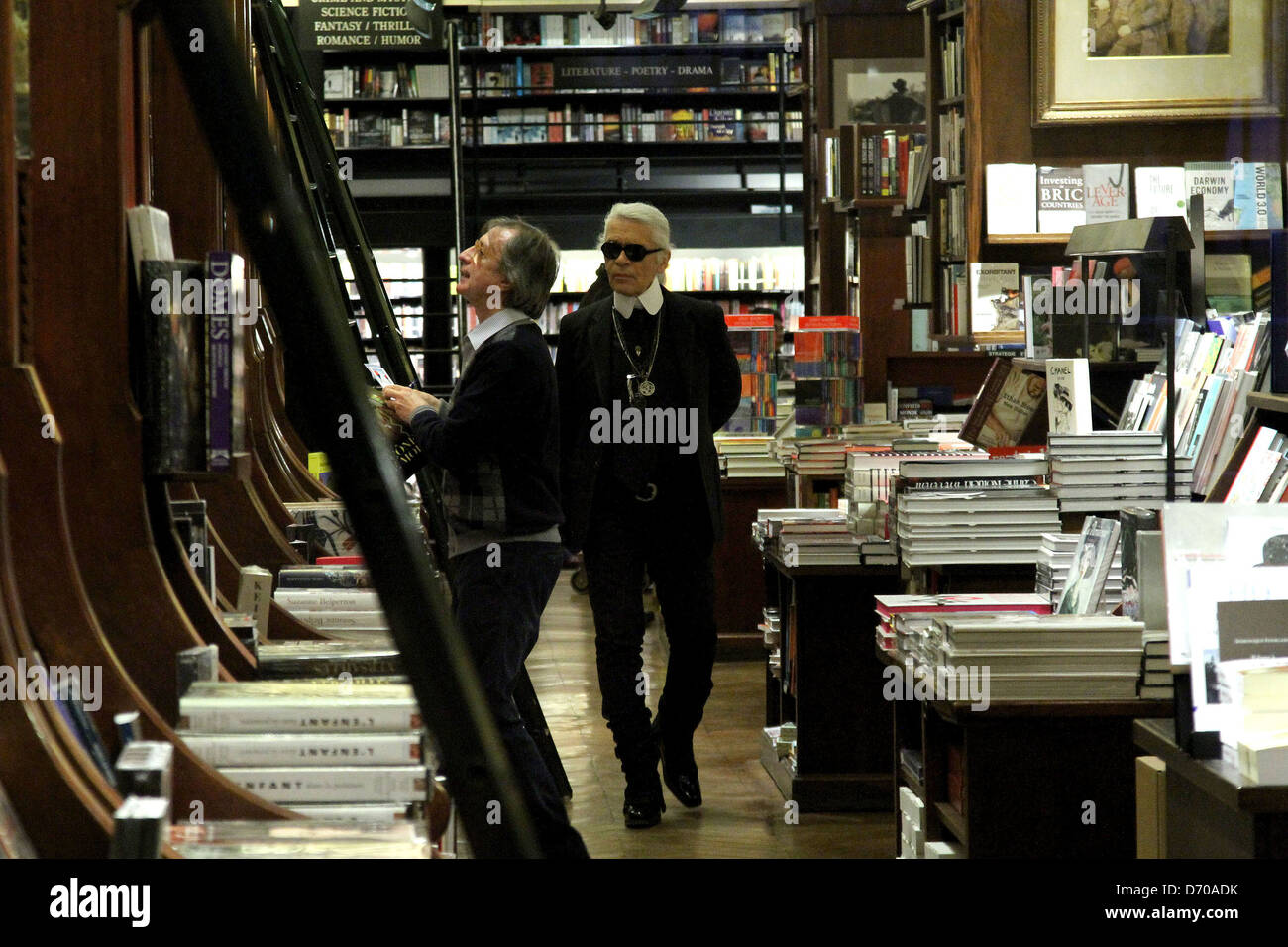 Karl Lagerfeld vists the Galignani book shop Paris, France - 02.03.12 ...
