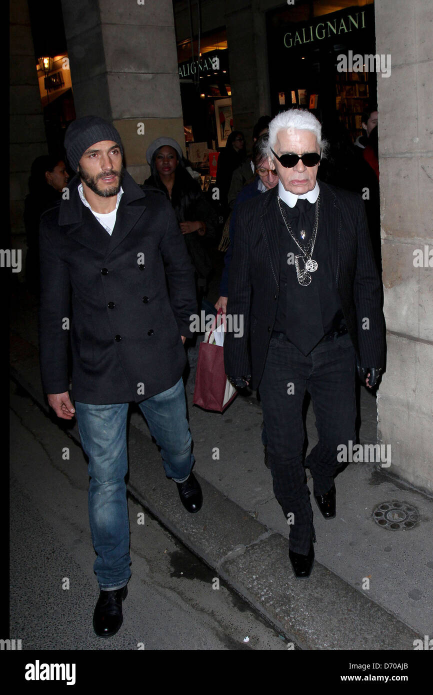 Karl Lagerfeld vists the Galignani book shop Paris, France - 02.03.12 ...