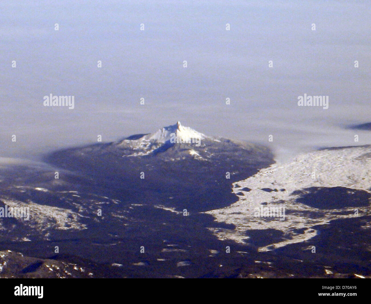 An aerial view of Mount Washington, located in the White Mountains ...