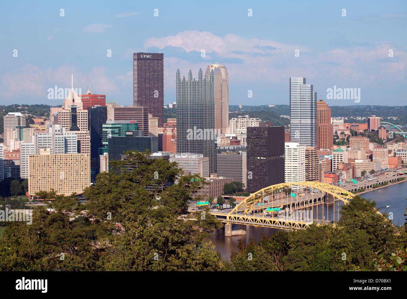 USA, Pennsylvania, Pittsburgh, Downtown Skyline from Point of View Park ...