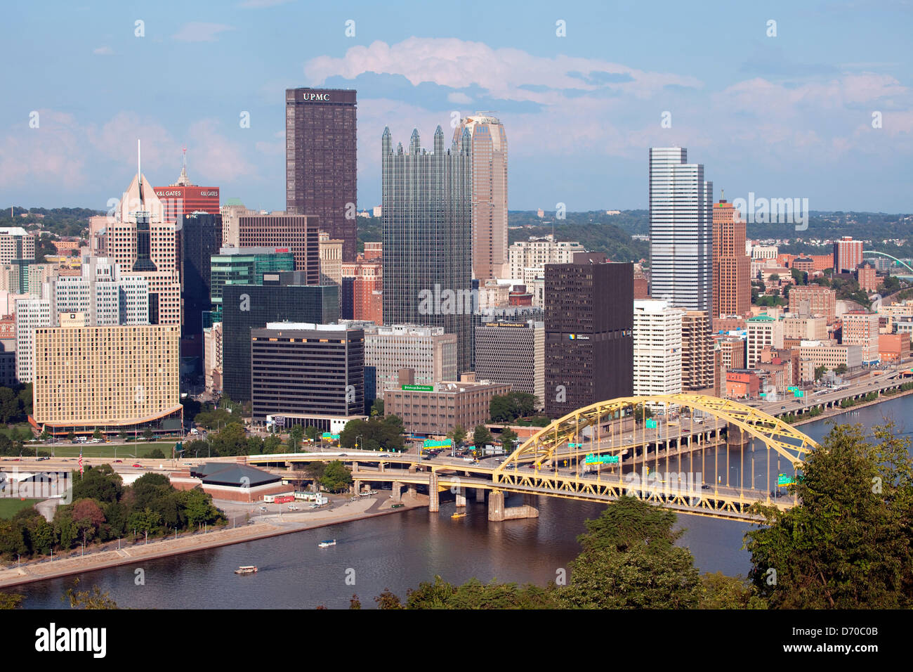 USA, Pennsylvania, Pittsburgh, Downtown Skyline from Point of View Park ...
