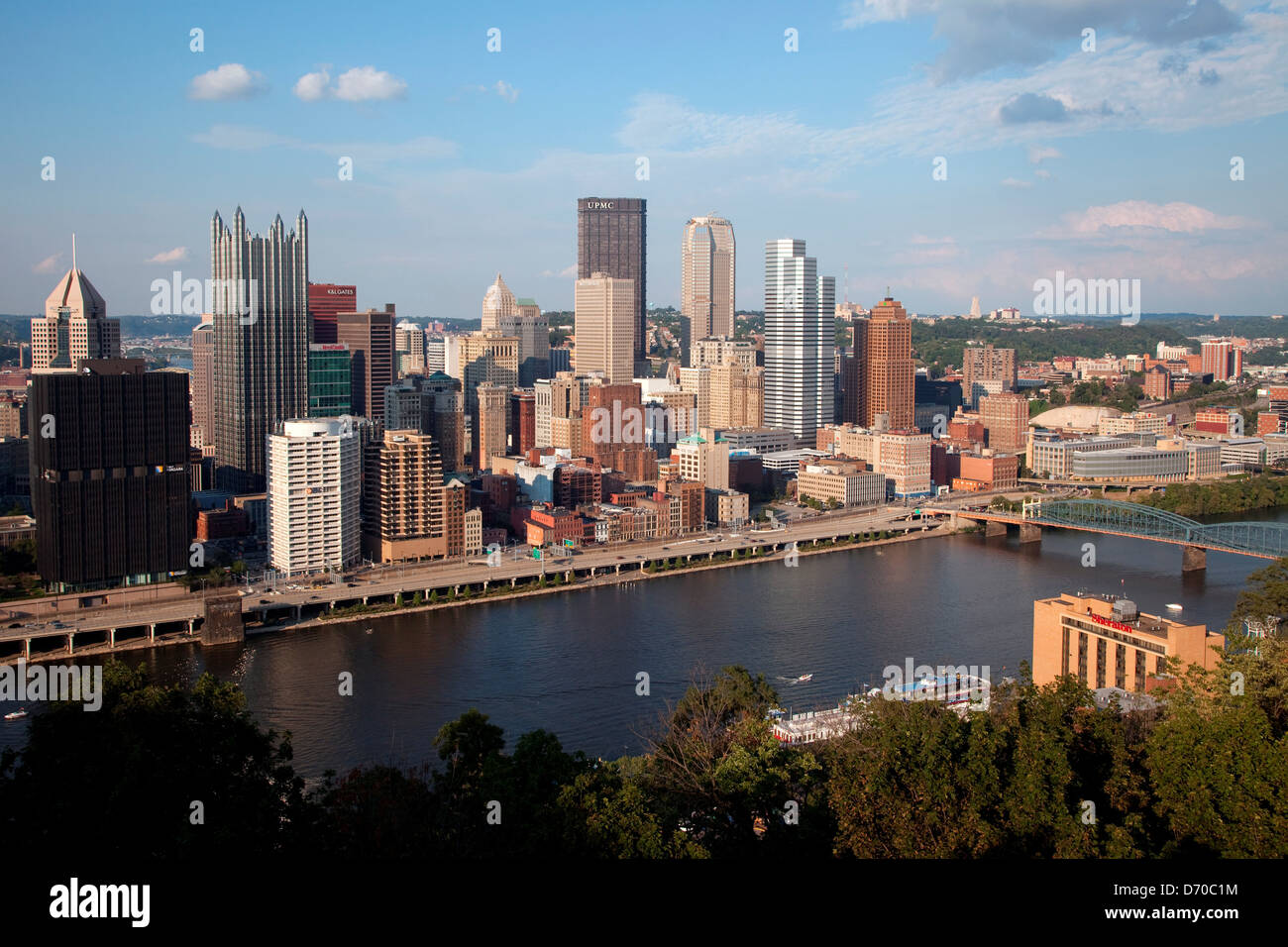 USA, Pennsylvania , Pittsburgh, Downtown Skyline from Point of View ...