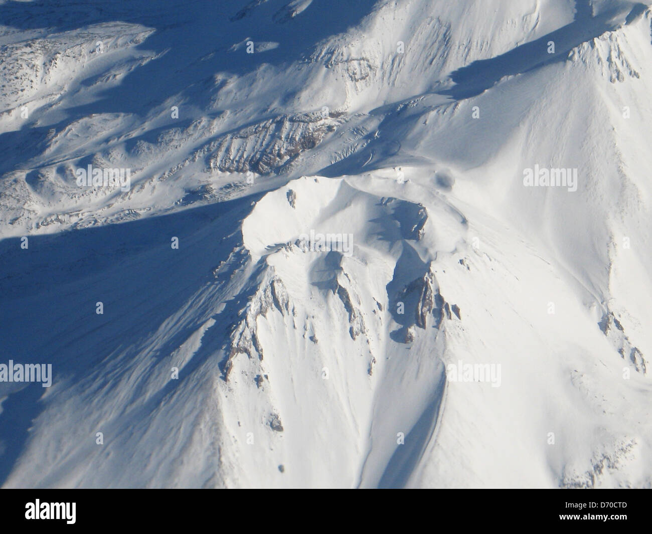 Aerial view of Mount Shasta, captured from the west on December 10 ...