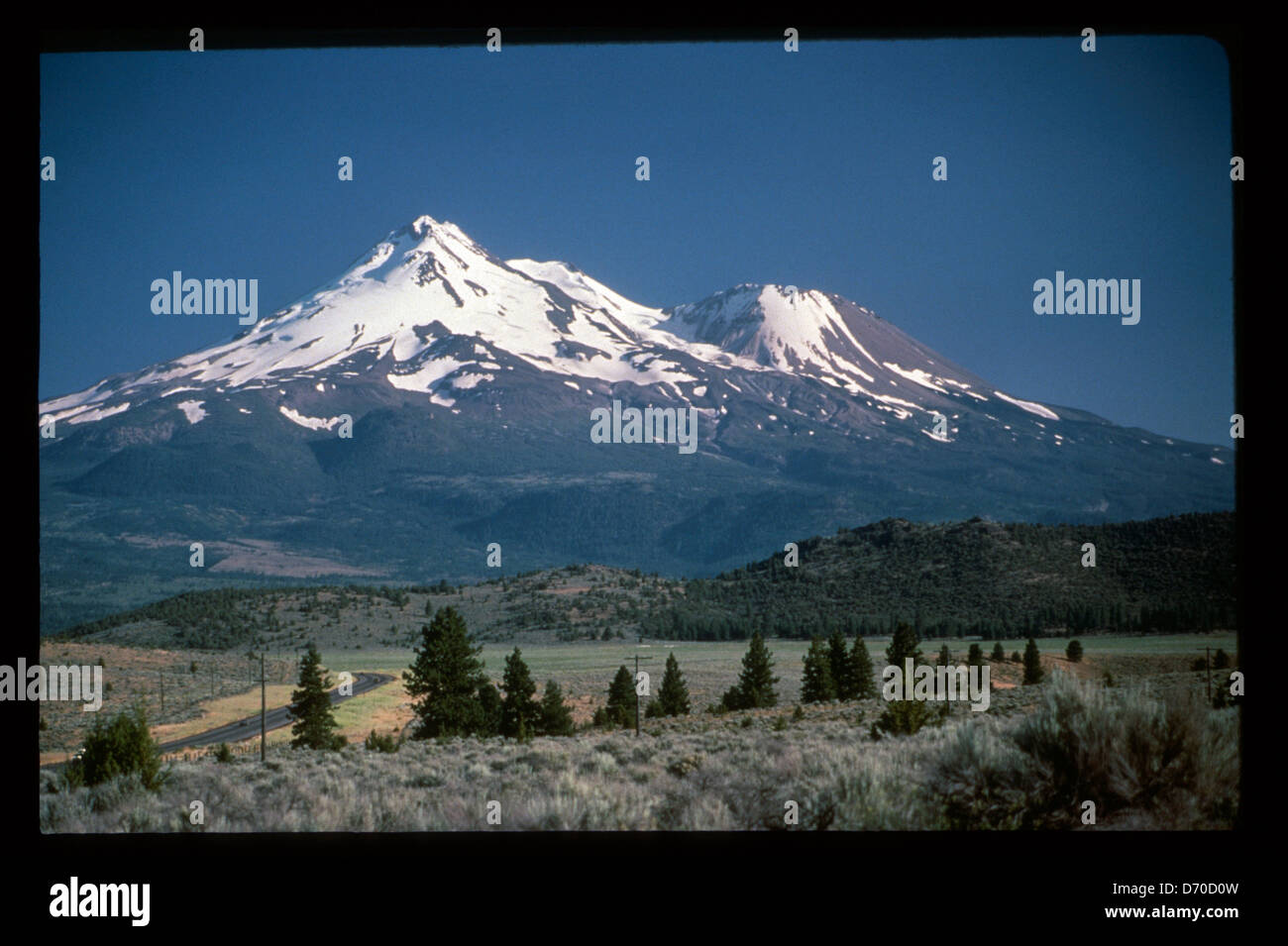 Shasta84 mount shasta with shastina 1984 Stock Photo - Alamy