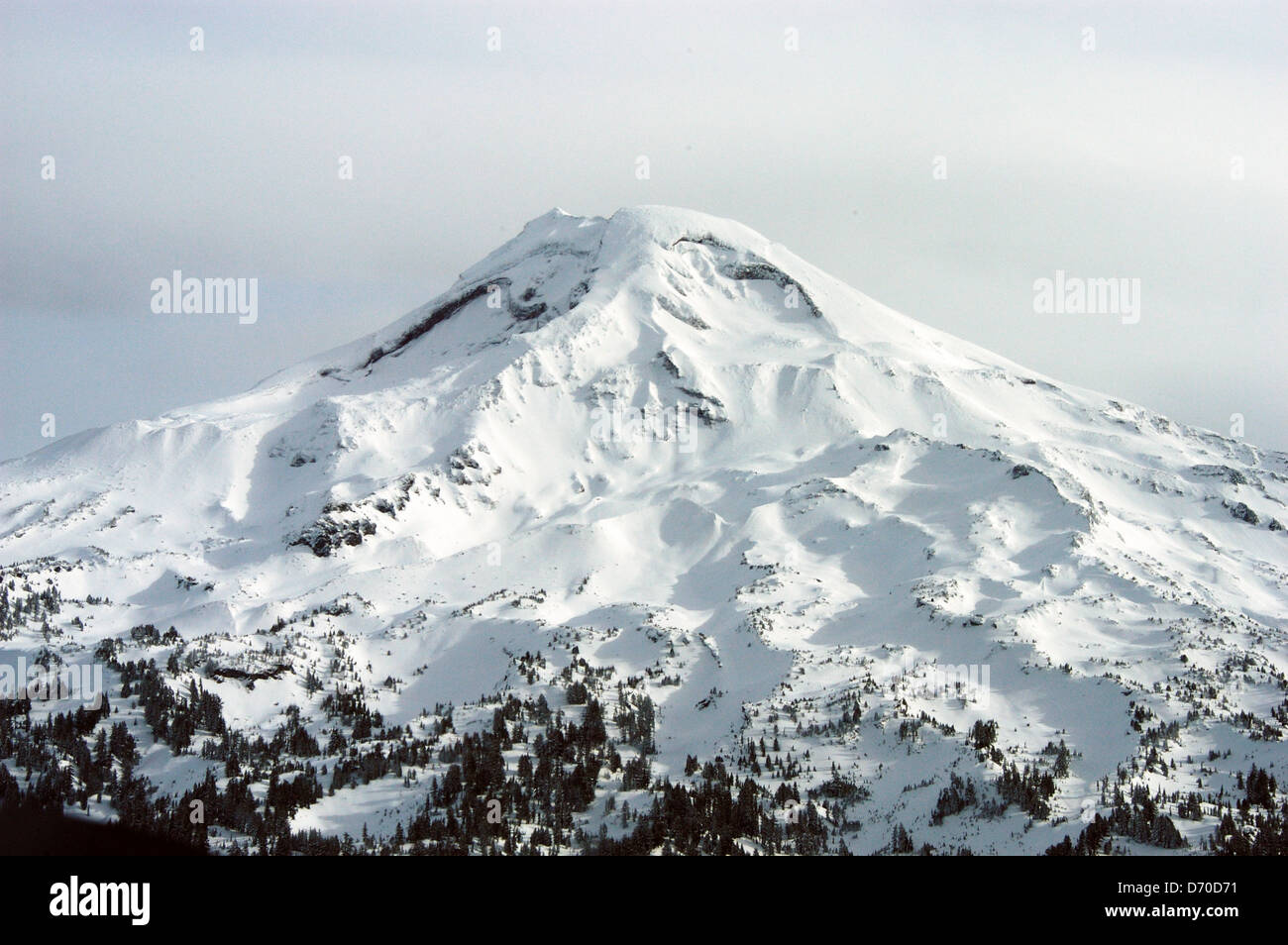 An aerial view of South Sister, a dormant volcano in the Cascade Range ...