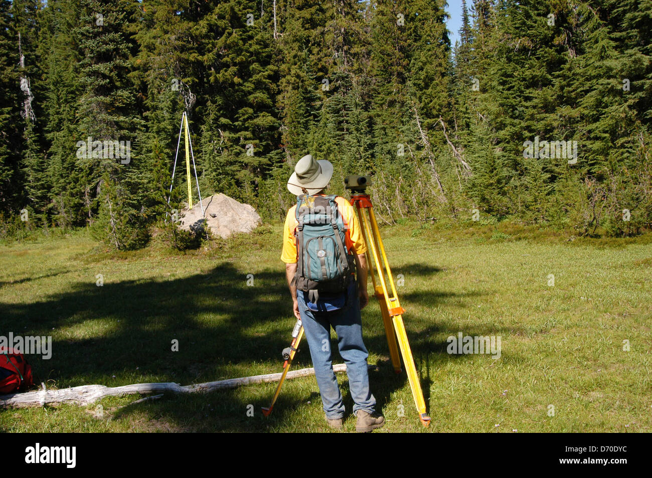 Photograph taken by the USGS along a leveling line near a volcano ...