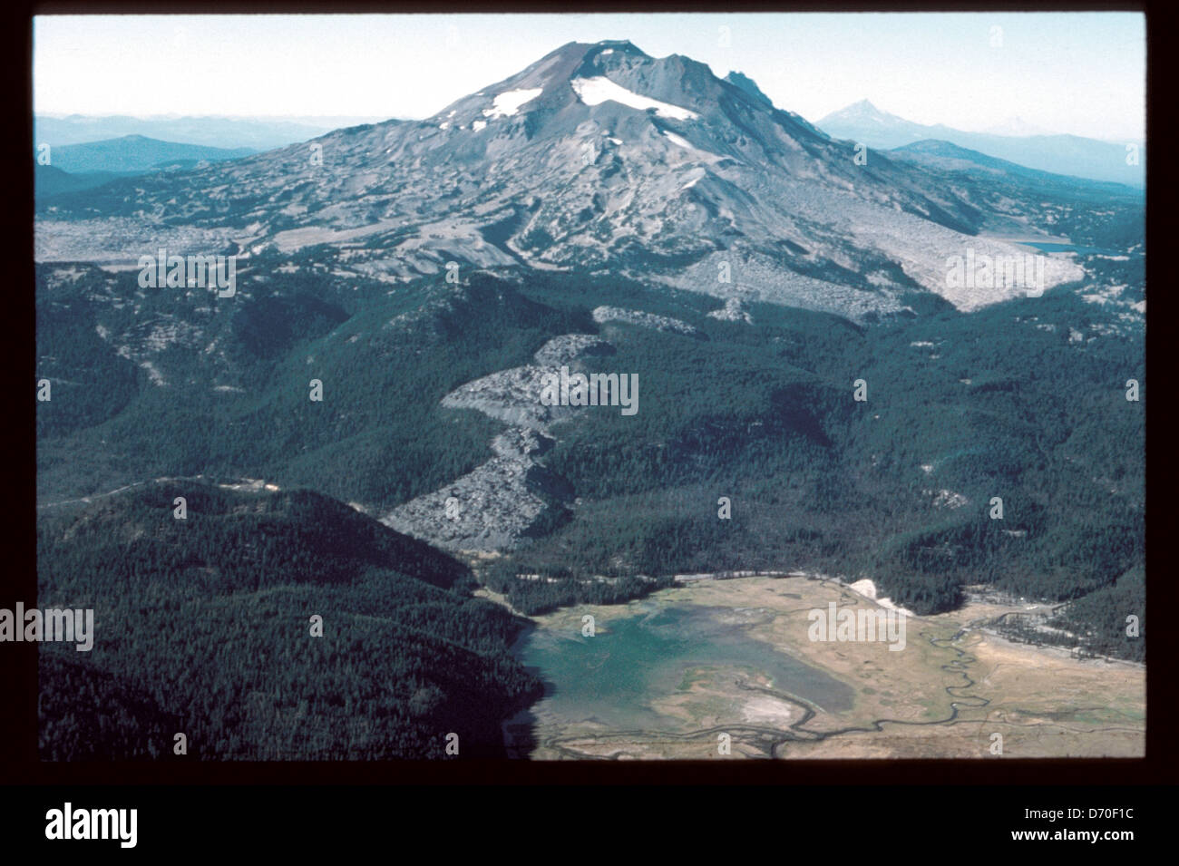 The South Sister volcano, part of the Cascade Range in Oregon ...