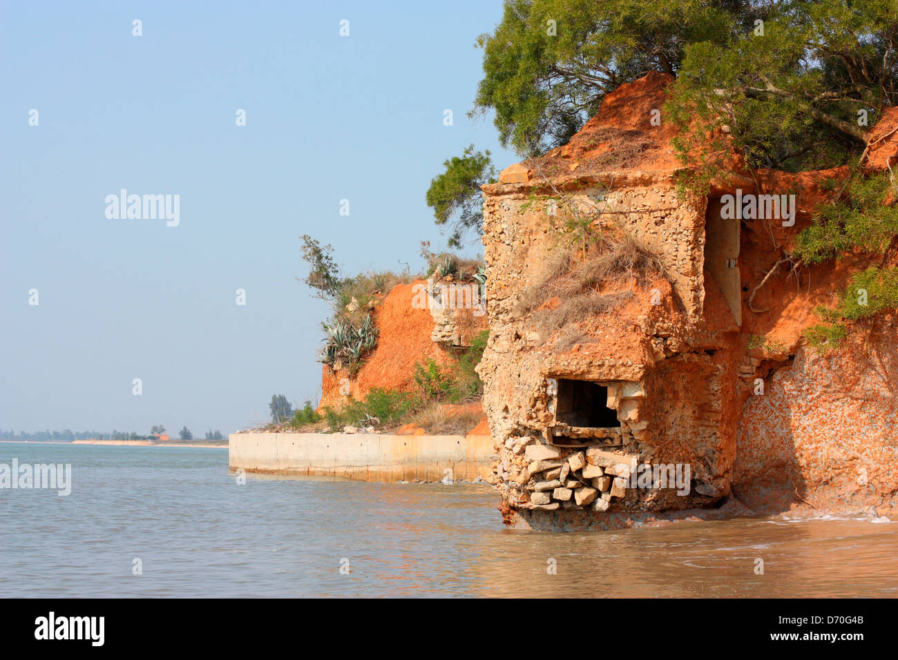 Taiwan, Kinmen County, Jincheng, Old military bunker on beach Stock ...