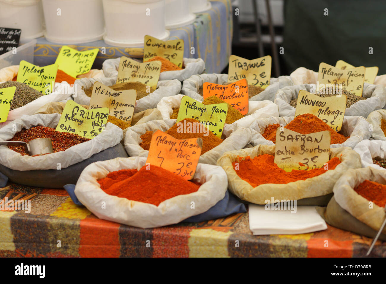 Le Muy, France, spices on a market stall in Le Muy Stock Photo - Alamy