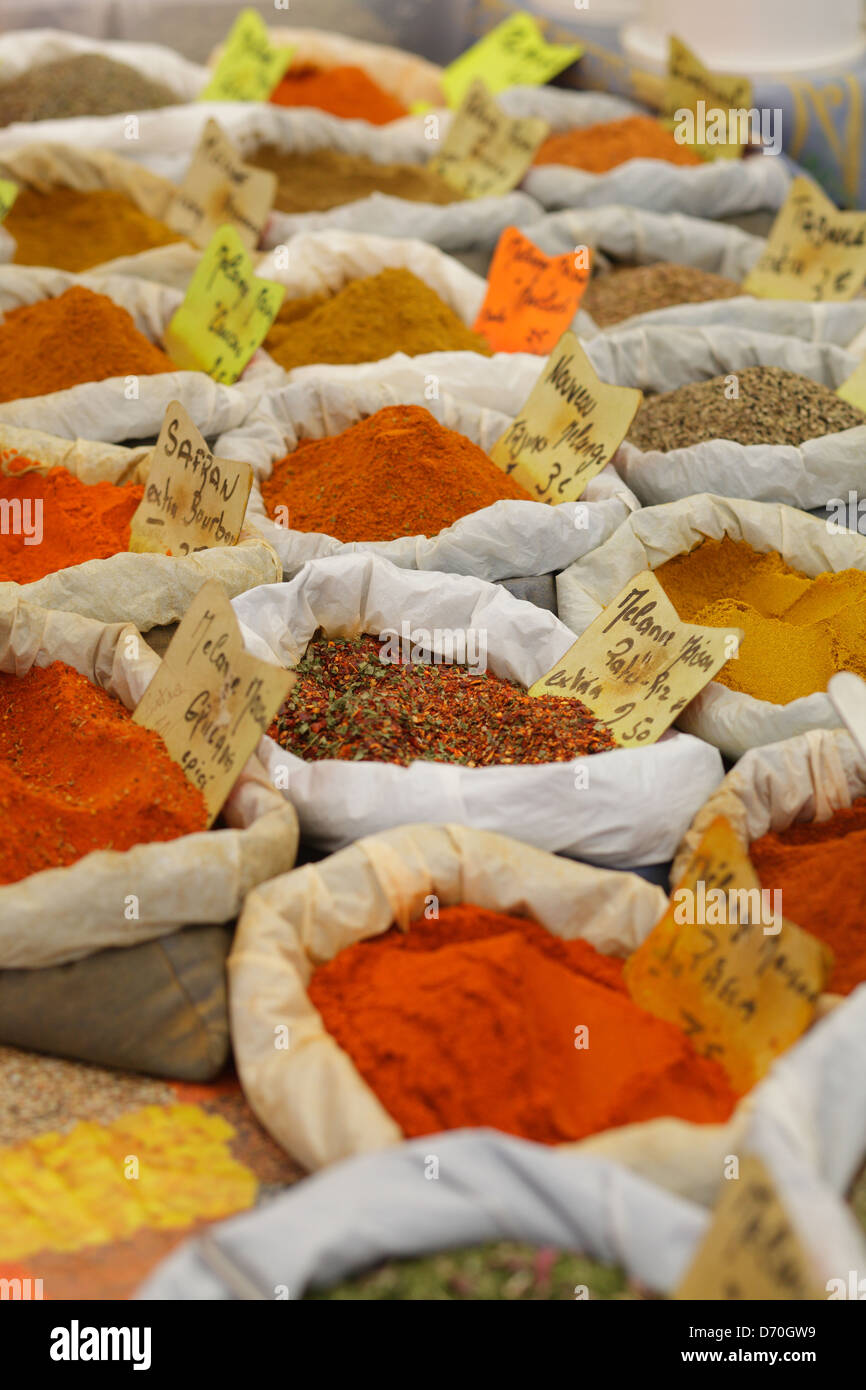 Le Muy, France, spices on a market stall in Le Muy Stock Photo - Alamy