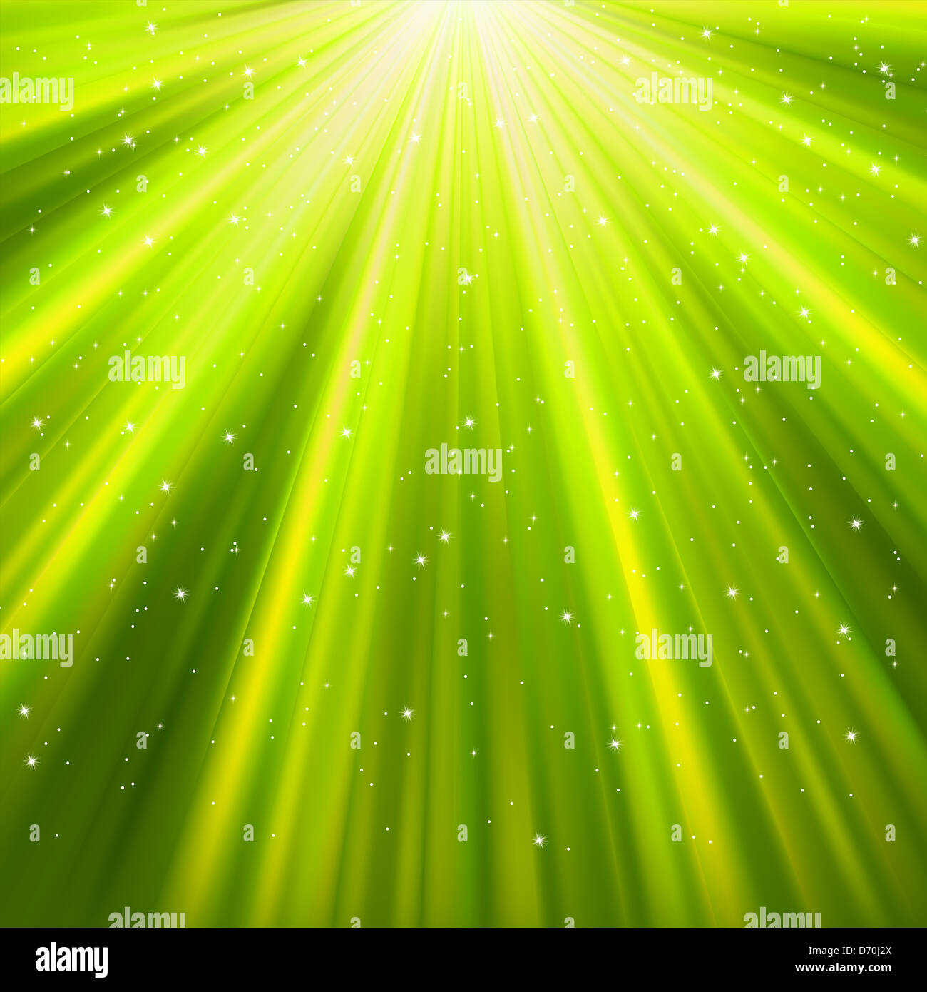 Snowflakes and stars descending on a path of golden light Stock Photo ...