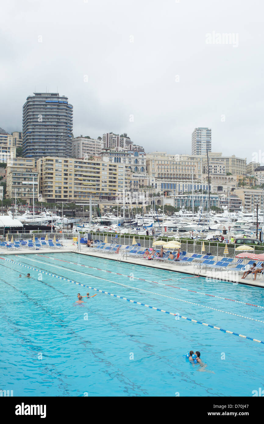 La Condamine, Monaco, swimming in the harbor district of La Condamine ...