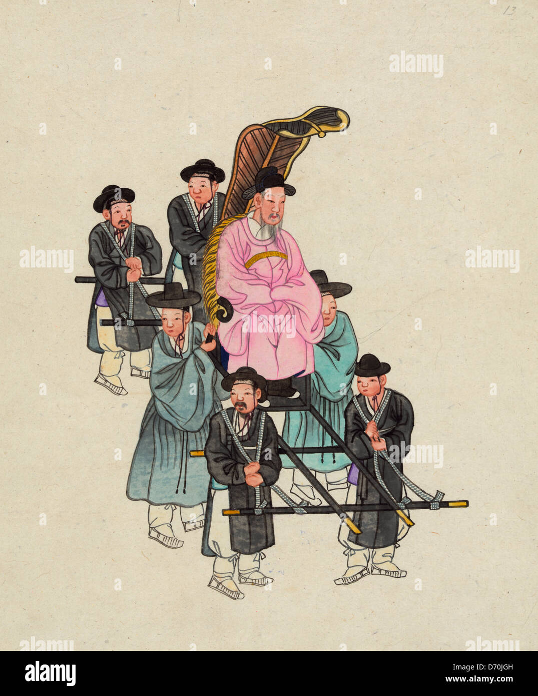 Prime minister? - Drawing shows four porters and two attendants ...