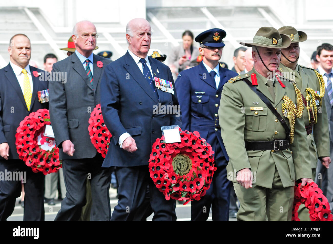 Anzac Day, London, UK. 25th April 2013. Wreath-laying at the Cenotaph ...