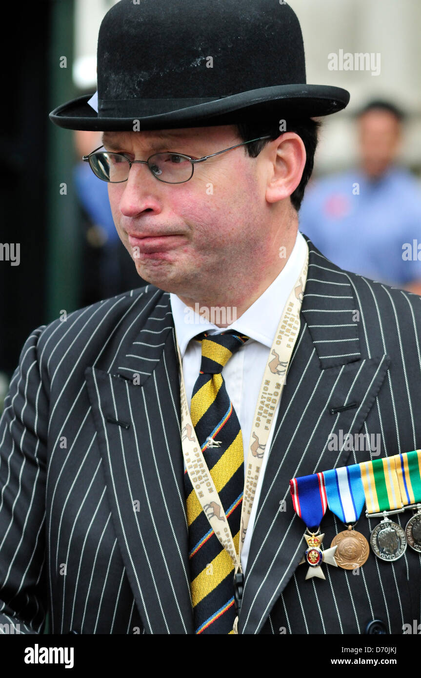 Anzac Day, London, UK. 25th April 2013. Man arriving at Westminster ...