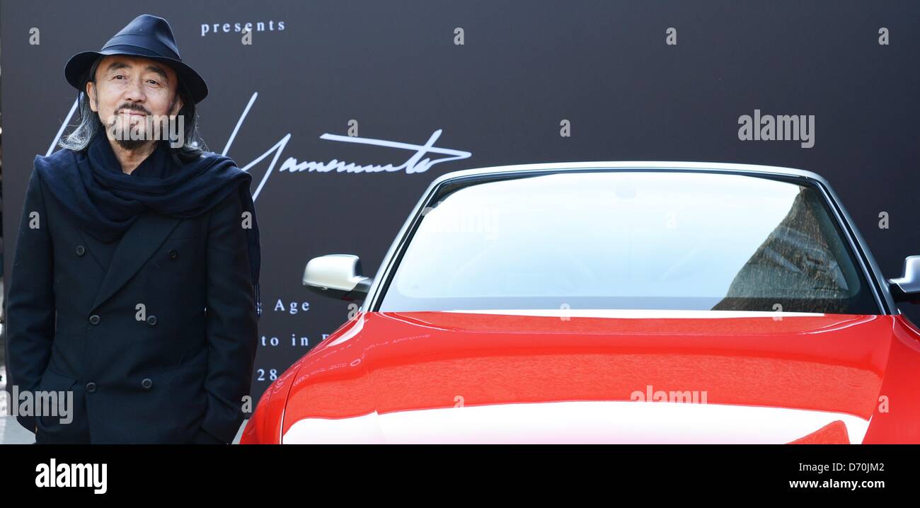 Japanese star designer and artist Yohji Yamamoto poses at his fashion ...