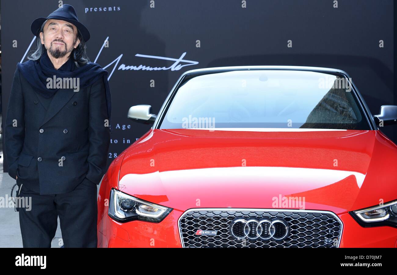 Japanese star designer and artist Yohji Yamamoto poses at his fashion ...