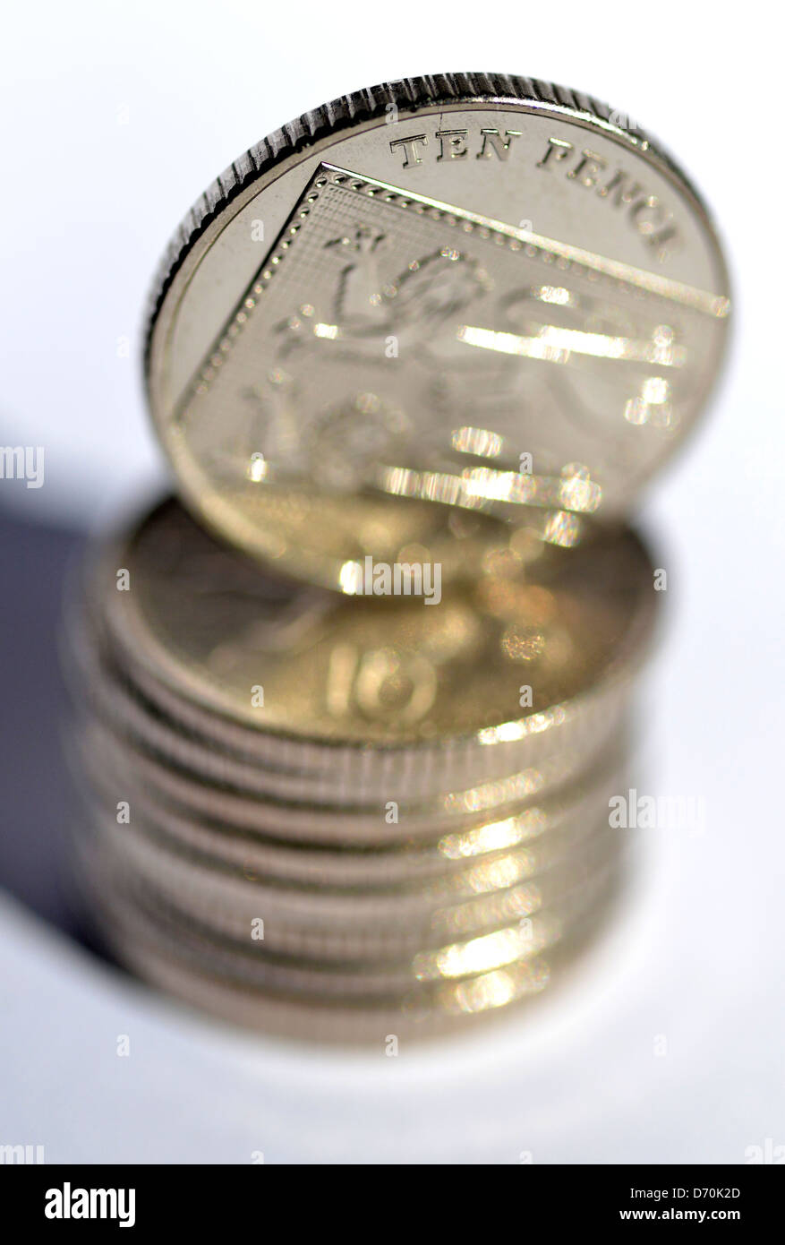 A collection of ten pence pieces Stock Photo - Alamy