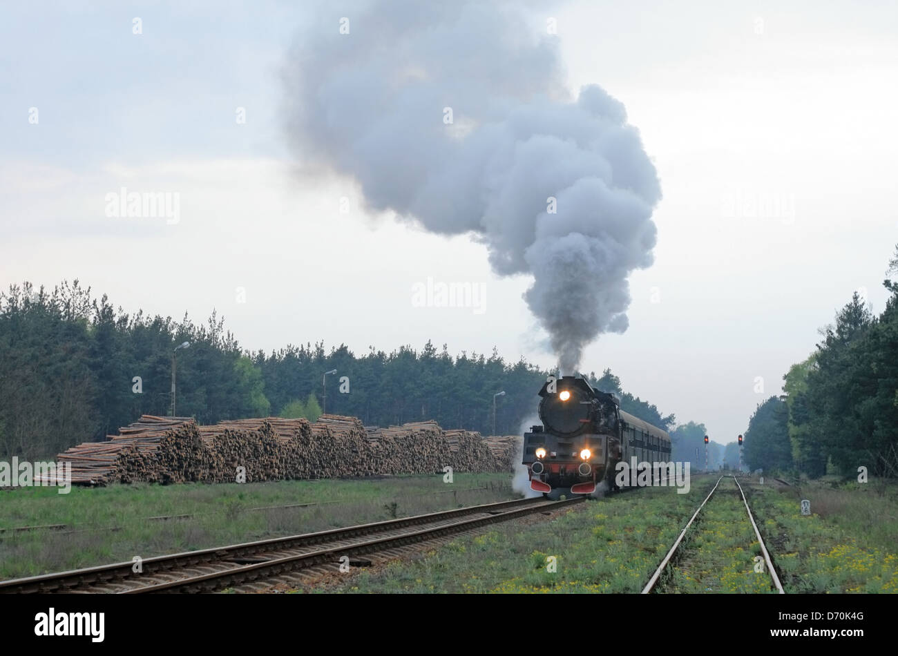 Steam retro train Stock Photo - Alamy