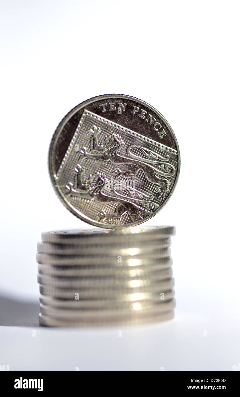 A collection of ten pence pieces Stock Photo - Alamy