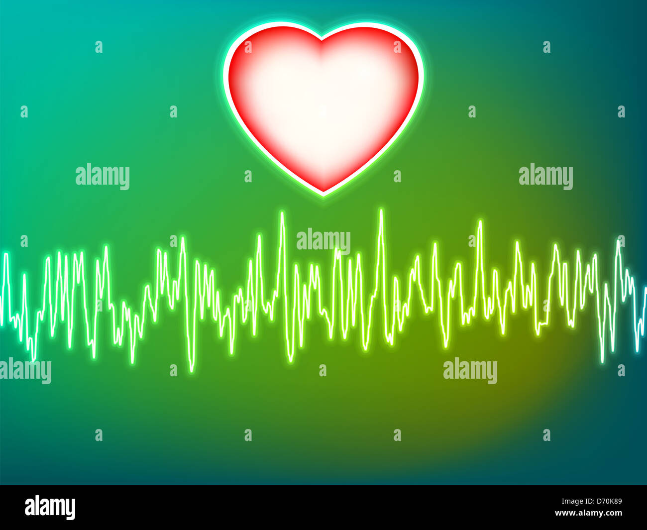 Heart and heartbeat symbol on shining surface Stock Photo - Alamy