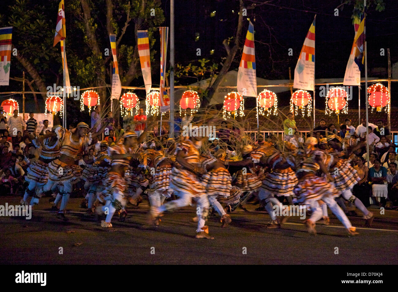 Sri Lanka, Colombo, Cane-dancers performing in Navam Maha Perahera ...