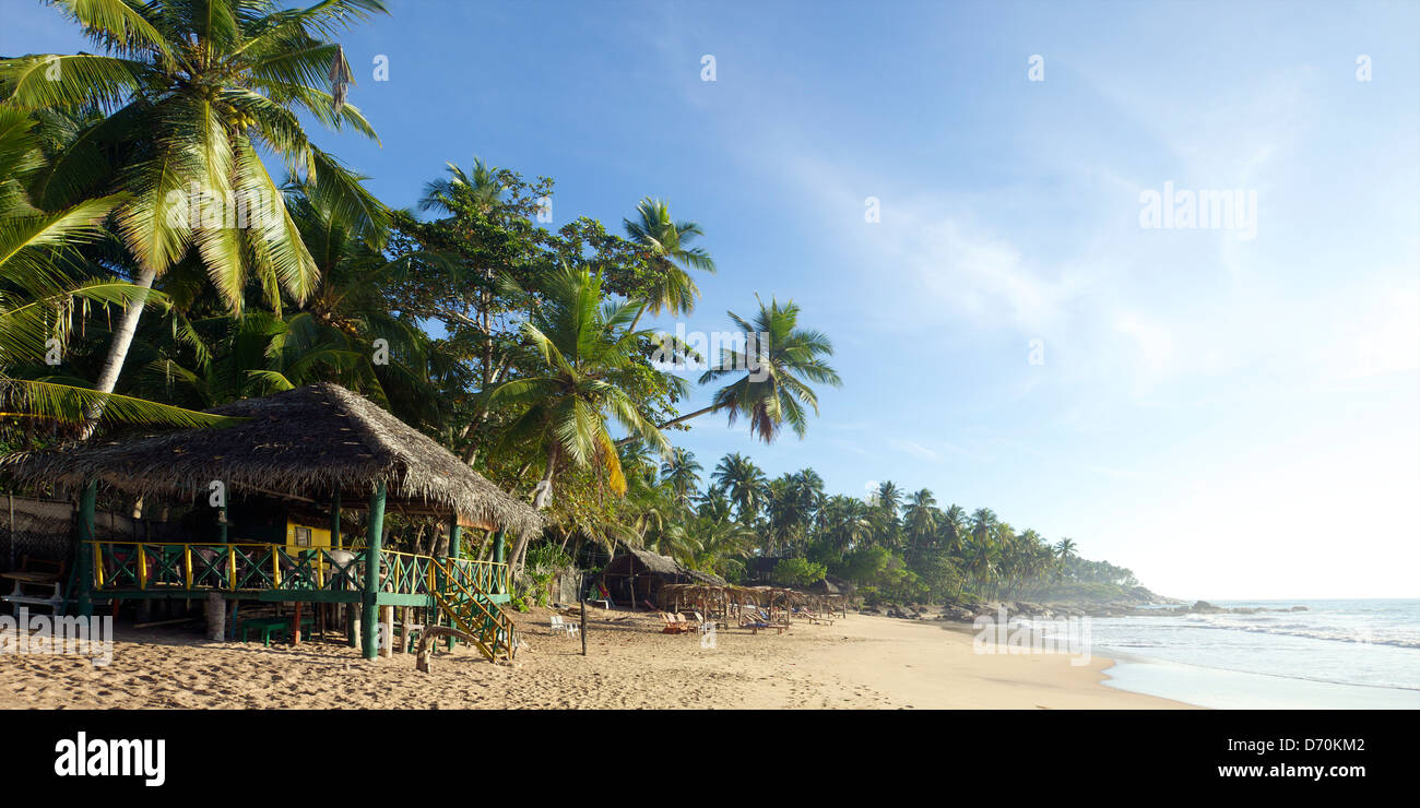 Sri Lanka, Palm Paradise Cabanas, Tangalle, View of unspoilt beach ...