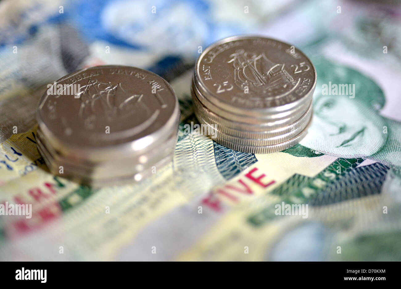 A selection of East Caribbean States, coins and notes Stock Photo - Alamy