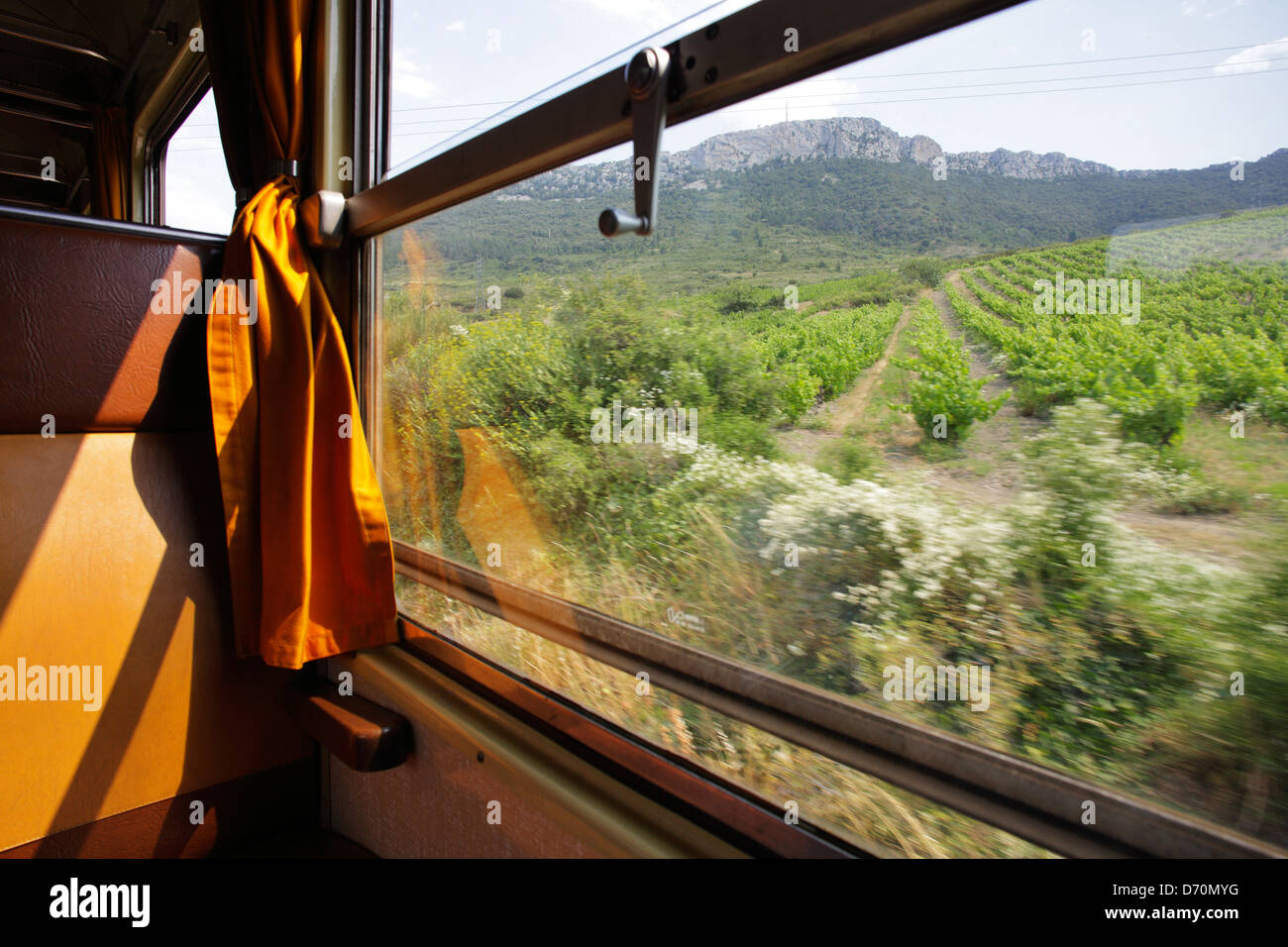 France, view from the window of a moving train Stock Photo - Alamy
