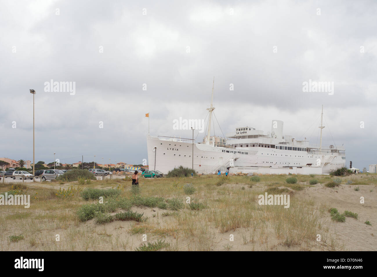 Le Barcares, France, the ship Lydia on beach Stock Photo - Alamy