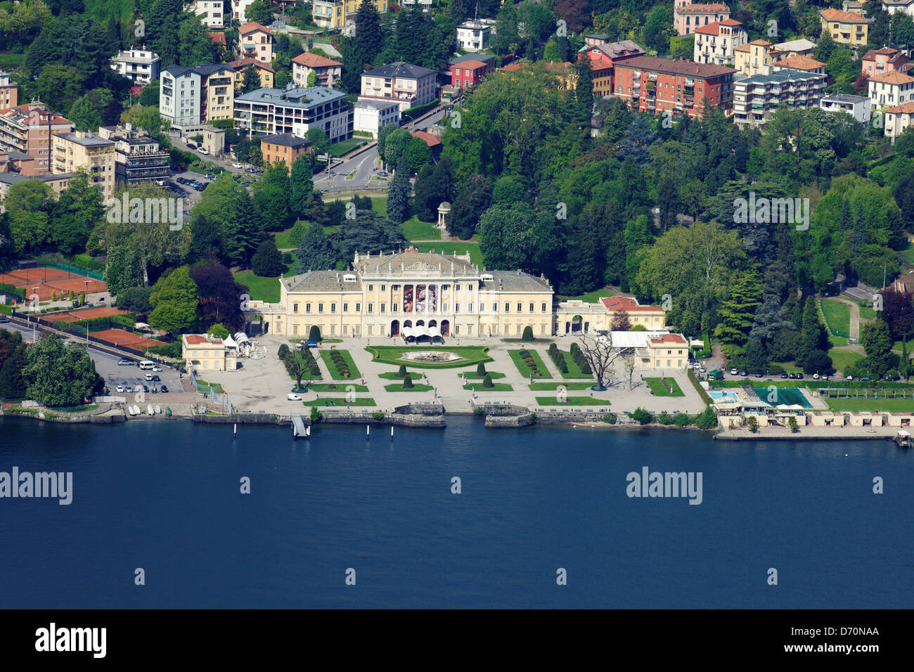 Italy, Lake Como, Como, View of Villa Olmo on shores of lake Stock ...