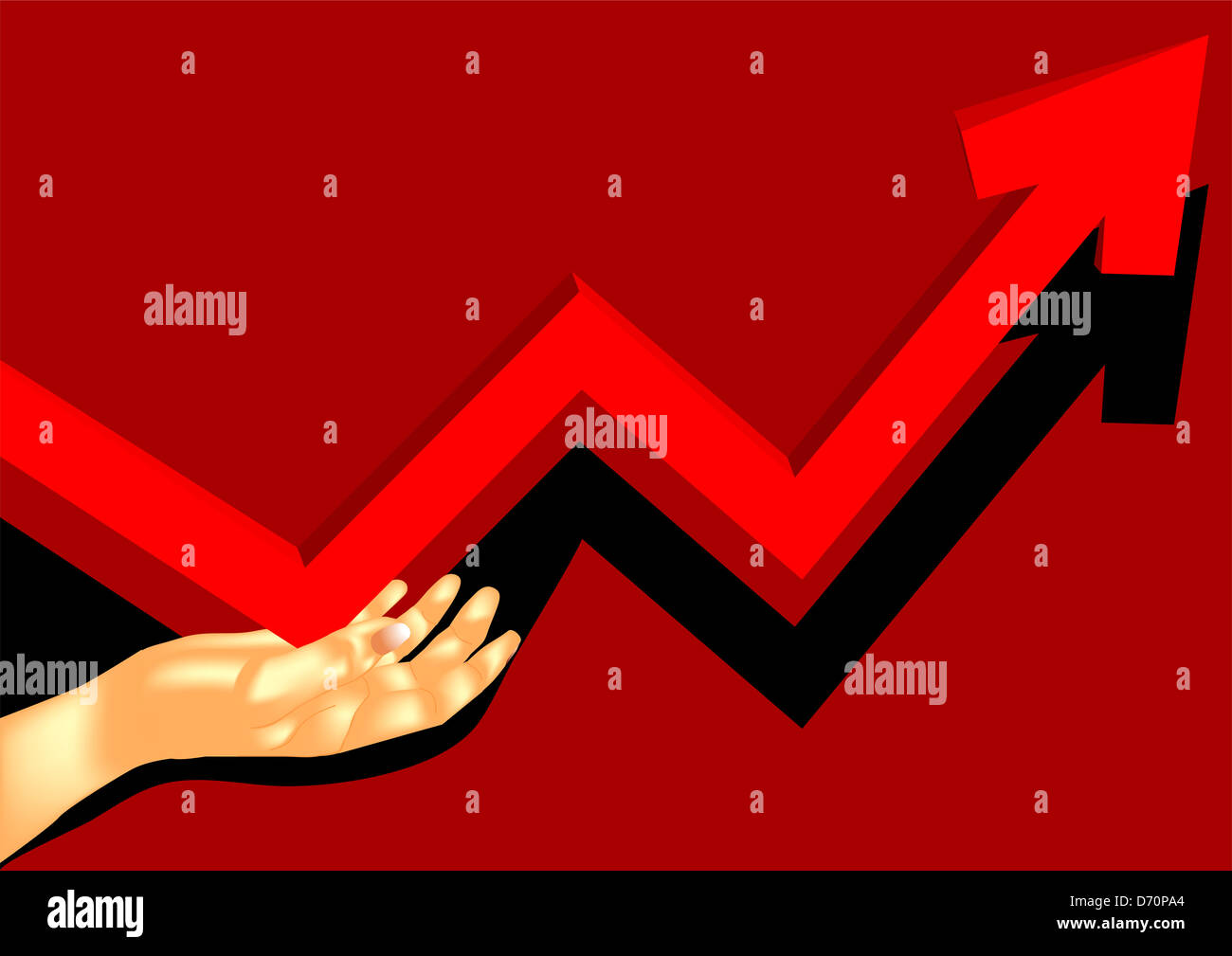 stylized graph. hand supports the arrow Stock Photo - Alamy
