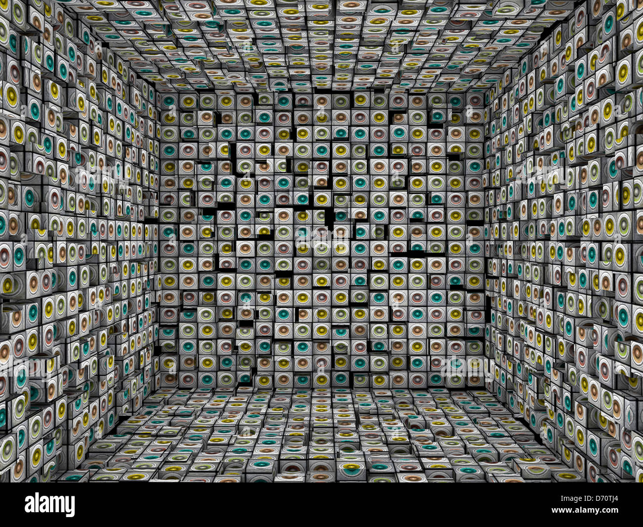 3d sound - system mosaic grunge square tiled empty space Stock Photo ...
