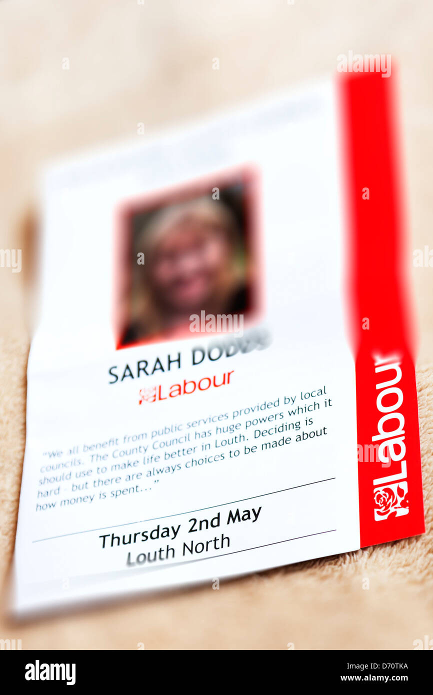 Pamphlet for local elections from Labour party 2013 Stock Photo - Alamy