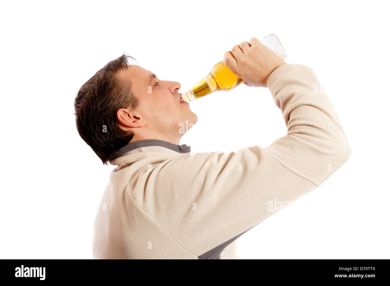 Man Drinking Beer Bottle