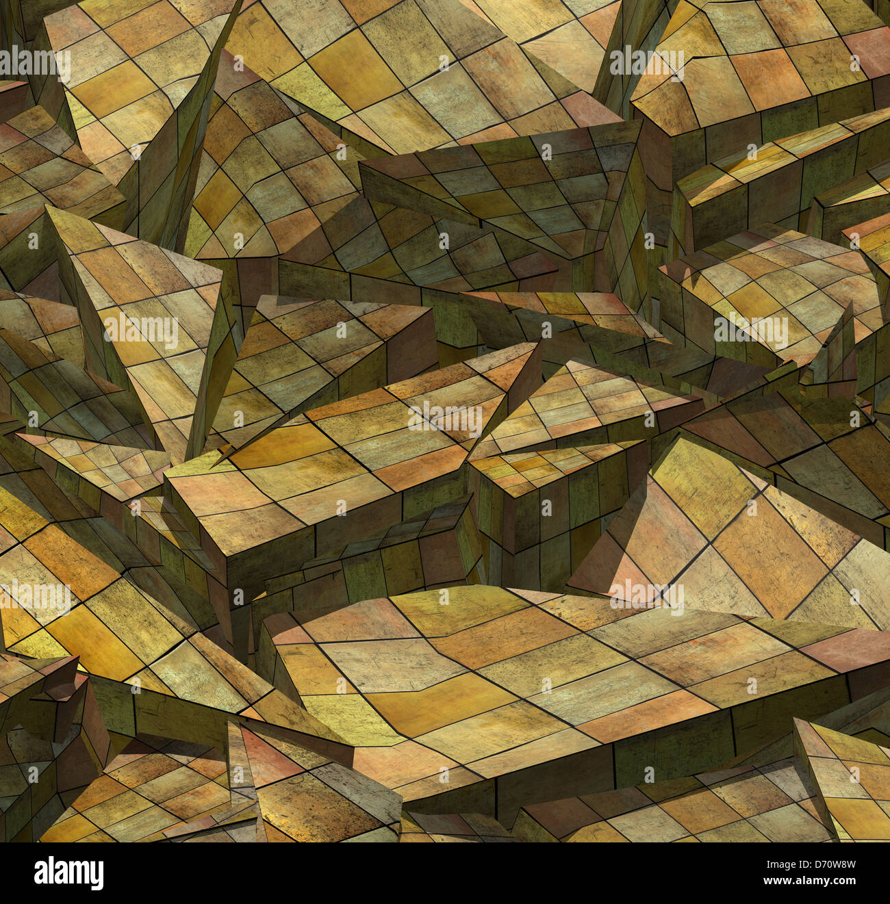 3d fragmented wood timber tile pattern Stock Photo - Alamy